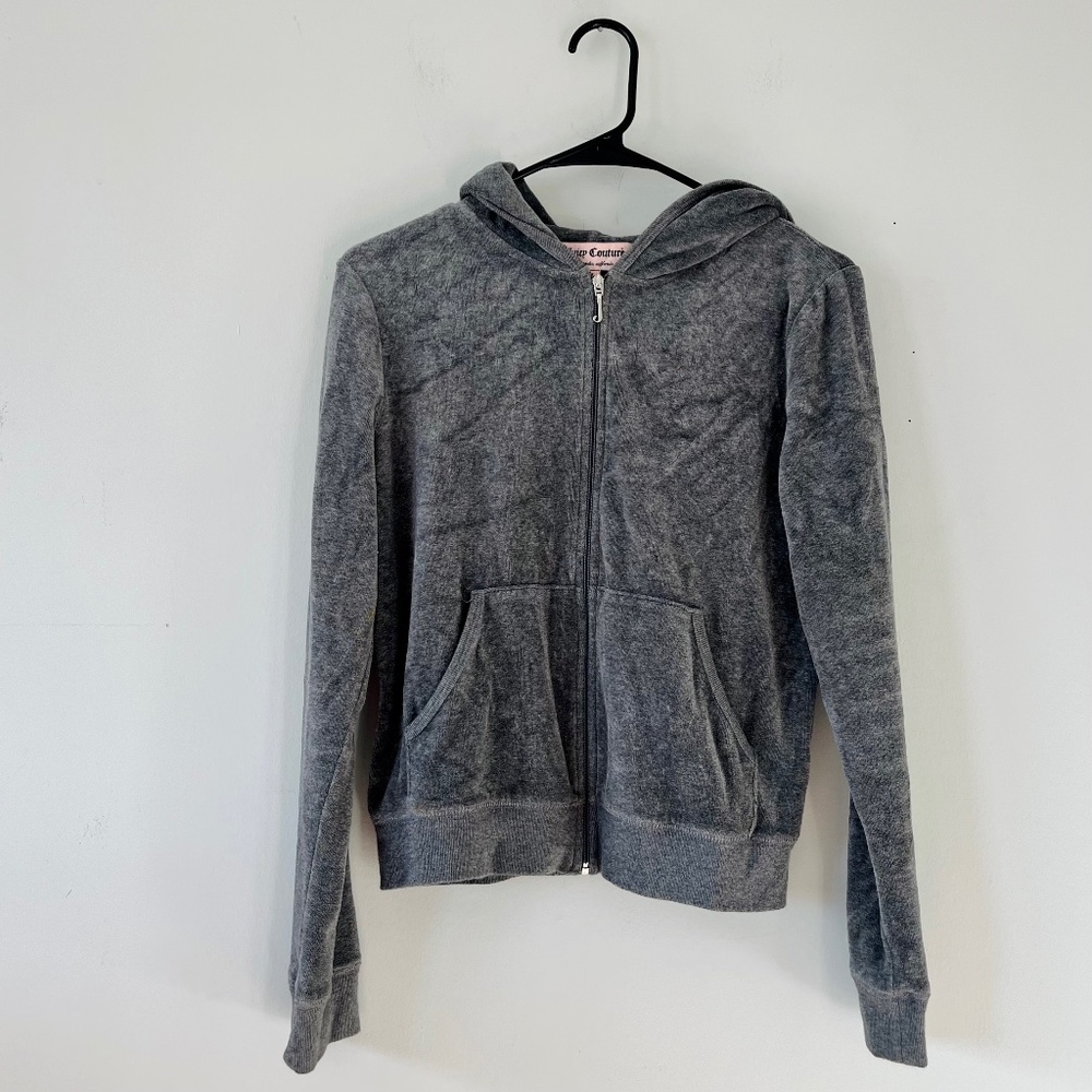 Juicy Couture Y2k Gray Zip Up Velour Track Jacket Hoo… - Gem